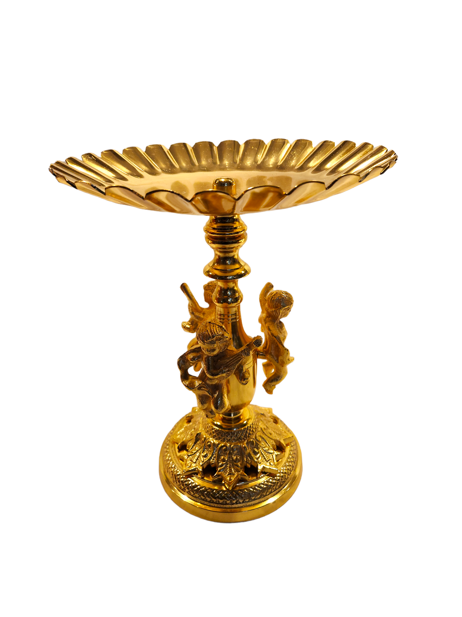 Fruit Stand Golden with 3 Statue – Decoration Bazaar